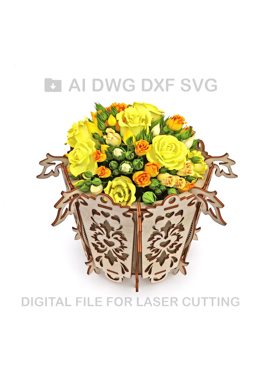 Flower box vector for CNC svg vector file (1964961)