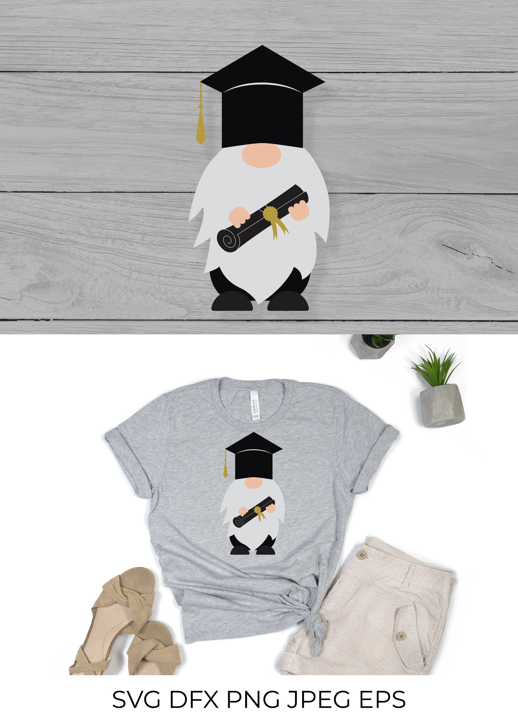 Graduation gnome SVG. Funny senior gnome wearing hat.