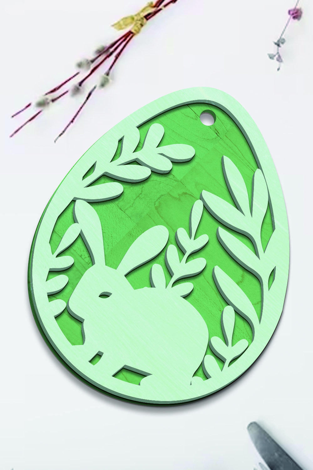 Easter Decorative Egg with Rabbit, Cut Template