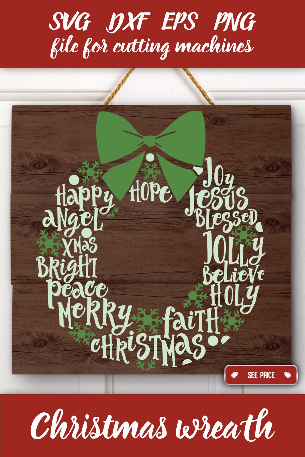 Christmas wreath with Christmas words