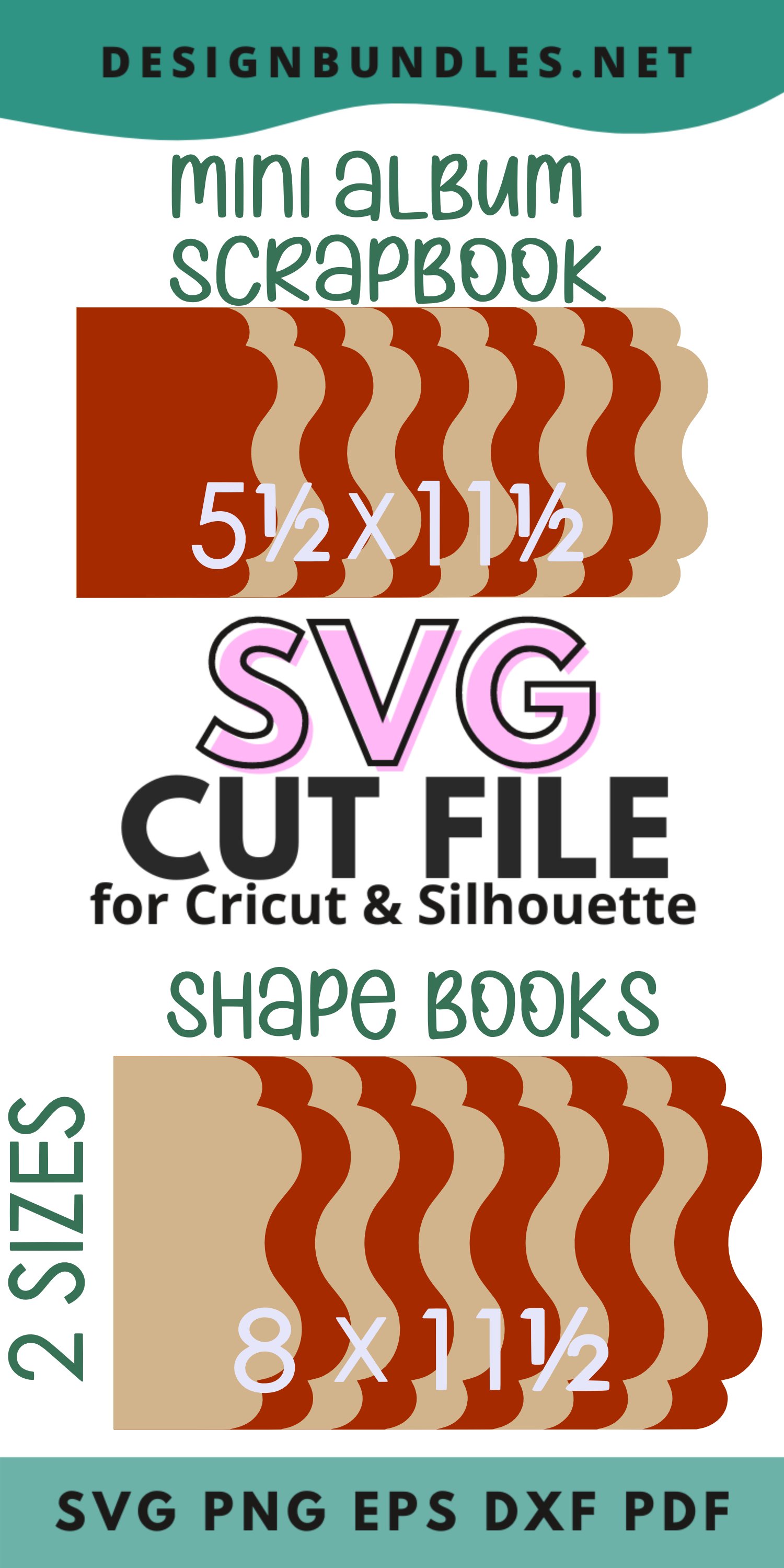 SHAPE MINI BOOK ALBUM DESIGN # 08 with 10 PAGES SVG CUT FILE