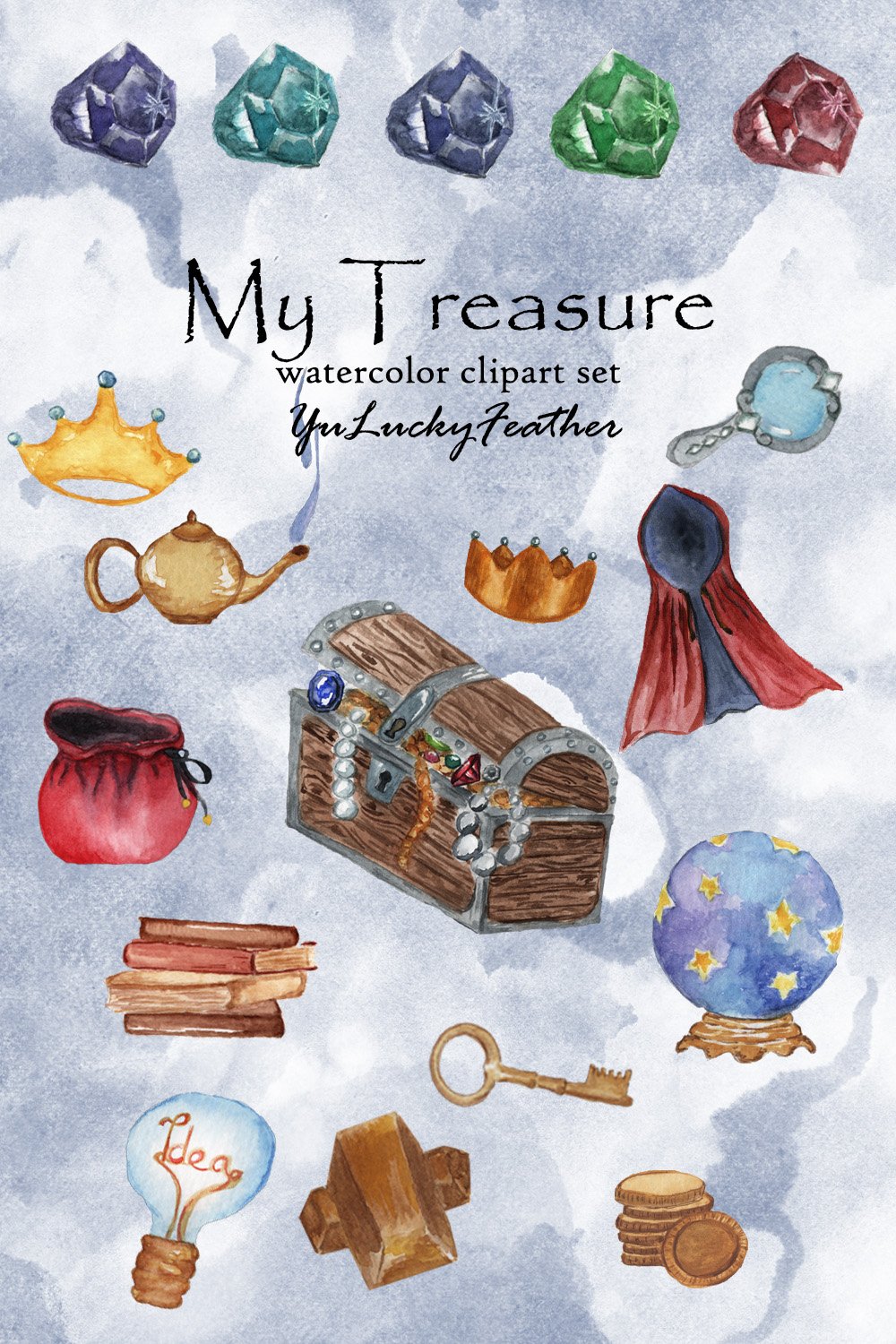 My Treasure Watercolor Clipart Set