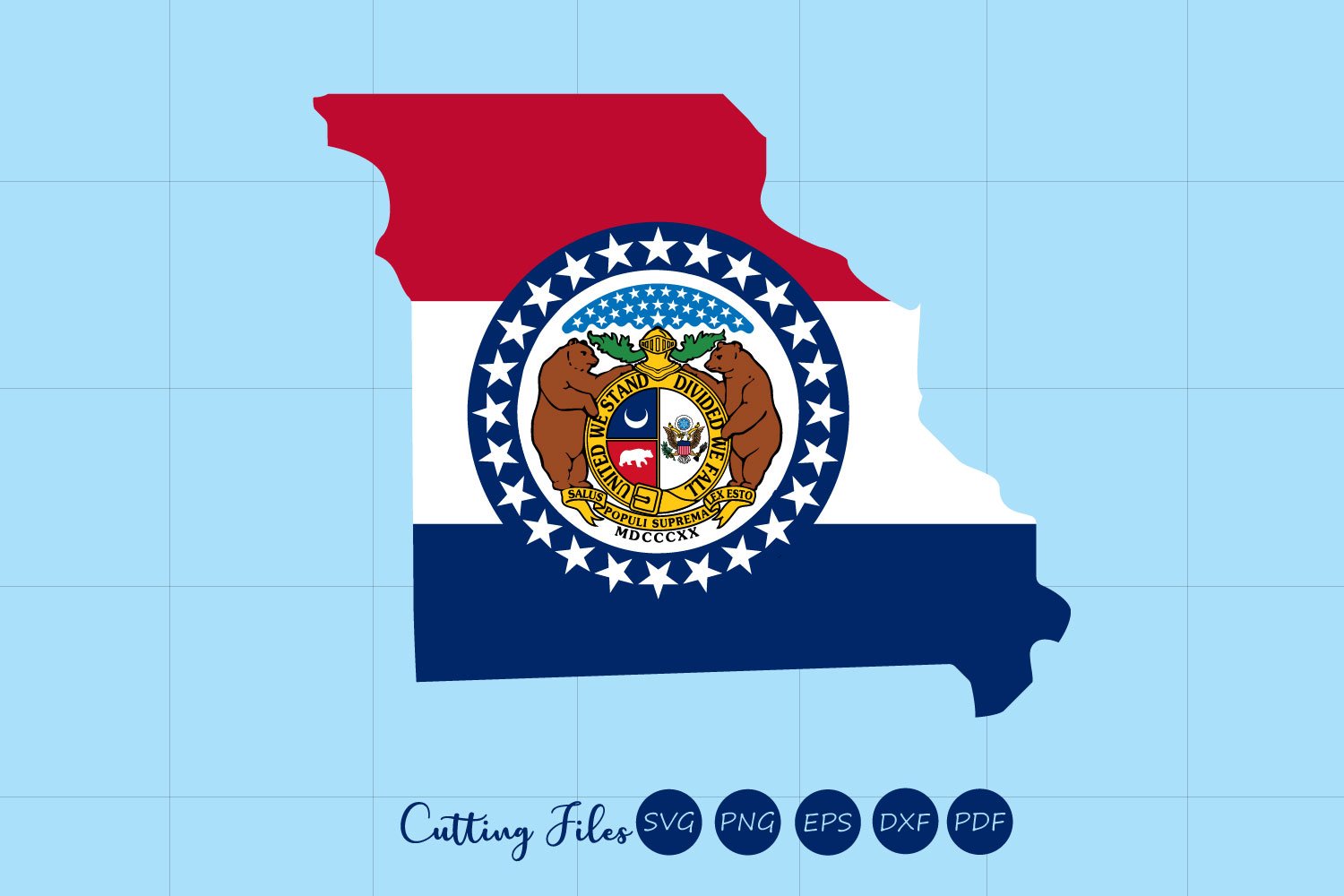 Missouri state with flag background