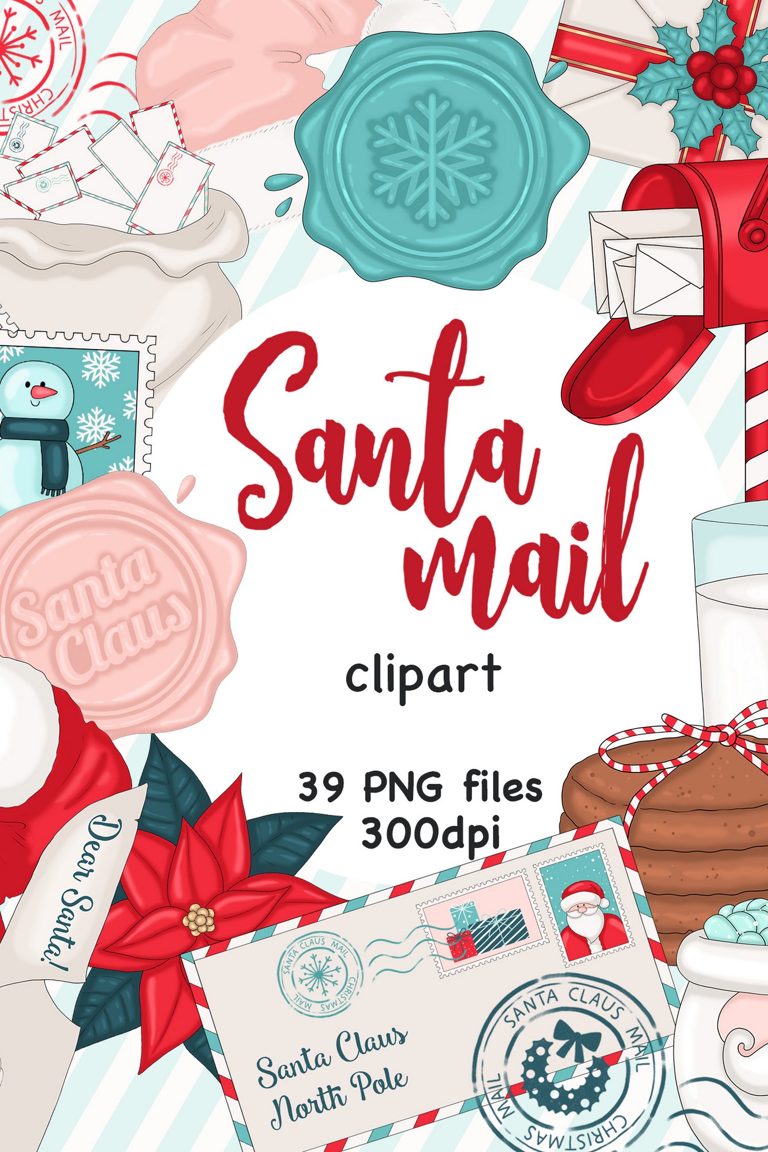 Santa Mail Clipart | Merry Christmas Clipart Bundle