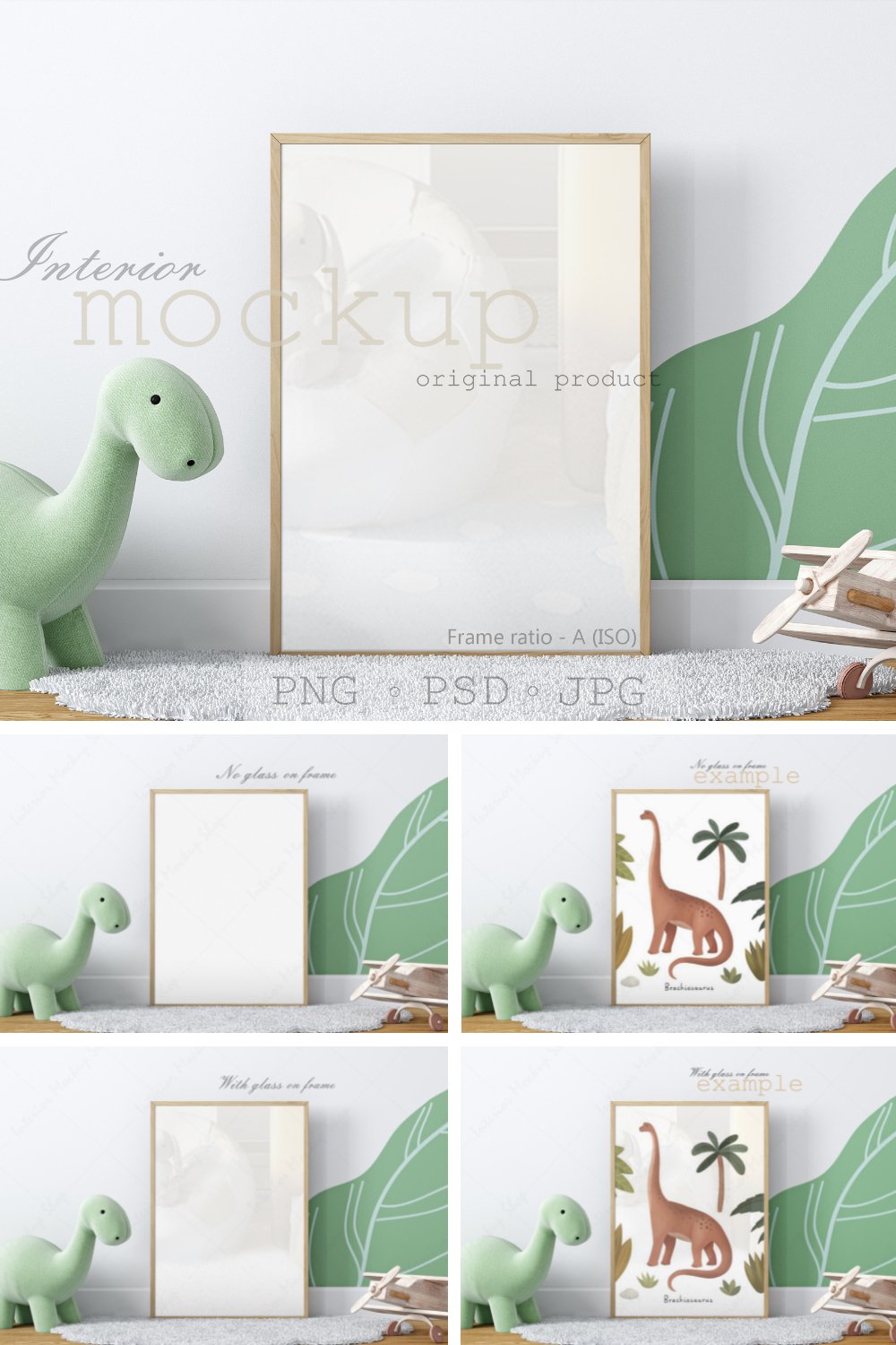 Frame mockup for art, Kids frame mockup, Dinosaur style,