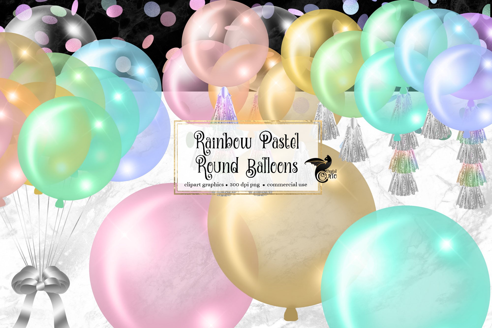 Rainbow Pastel Round Balloons clipart