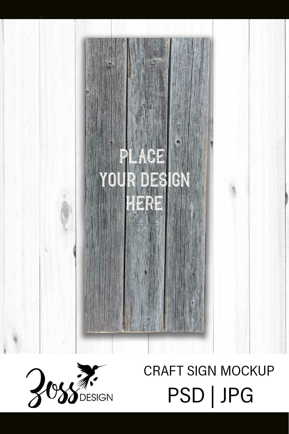 Vertical rustic wood sign mockup for svg files