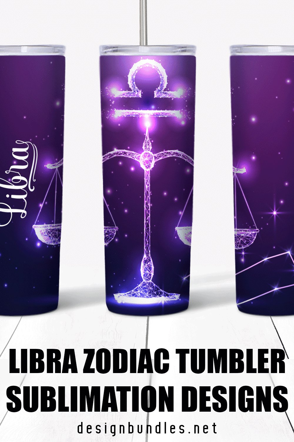 Libra zodiac sign tumbler sublimation design. Full wrap png