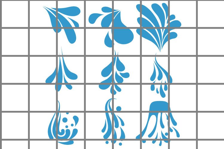 Splash or water drops SVG set for cut.