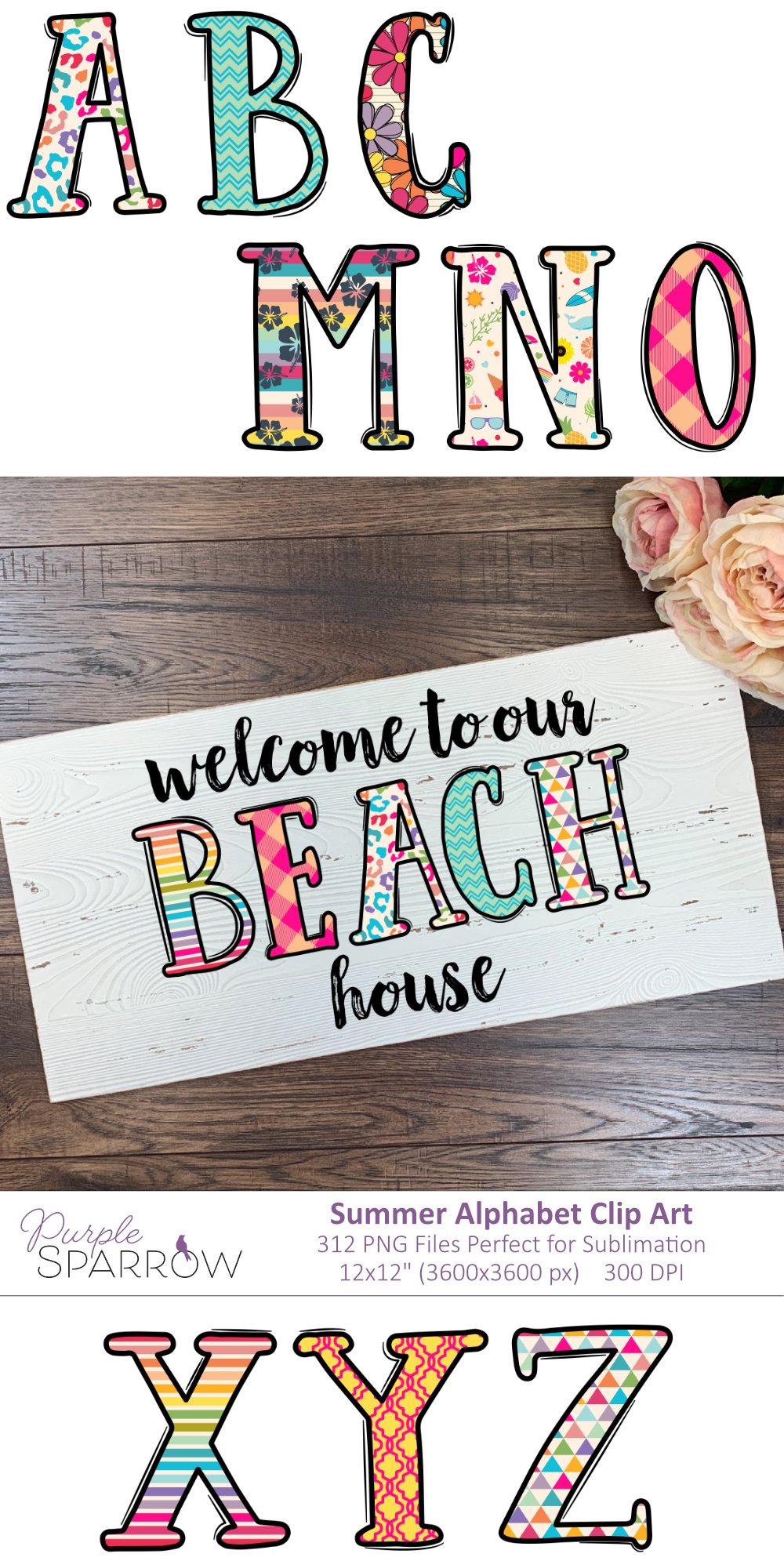 Summer Alphabet Clip Art Bundle | 312 Letters + BONUS