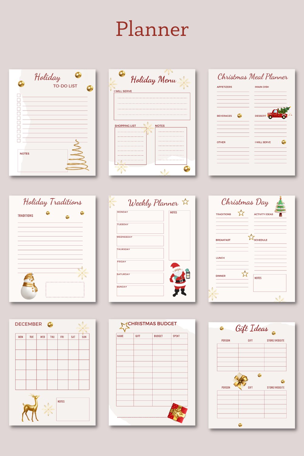 Holiday Planner |Christmas Planner Bundle (2273807)