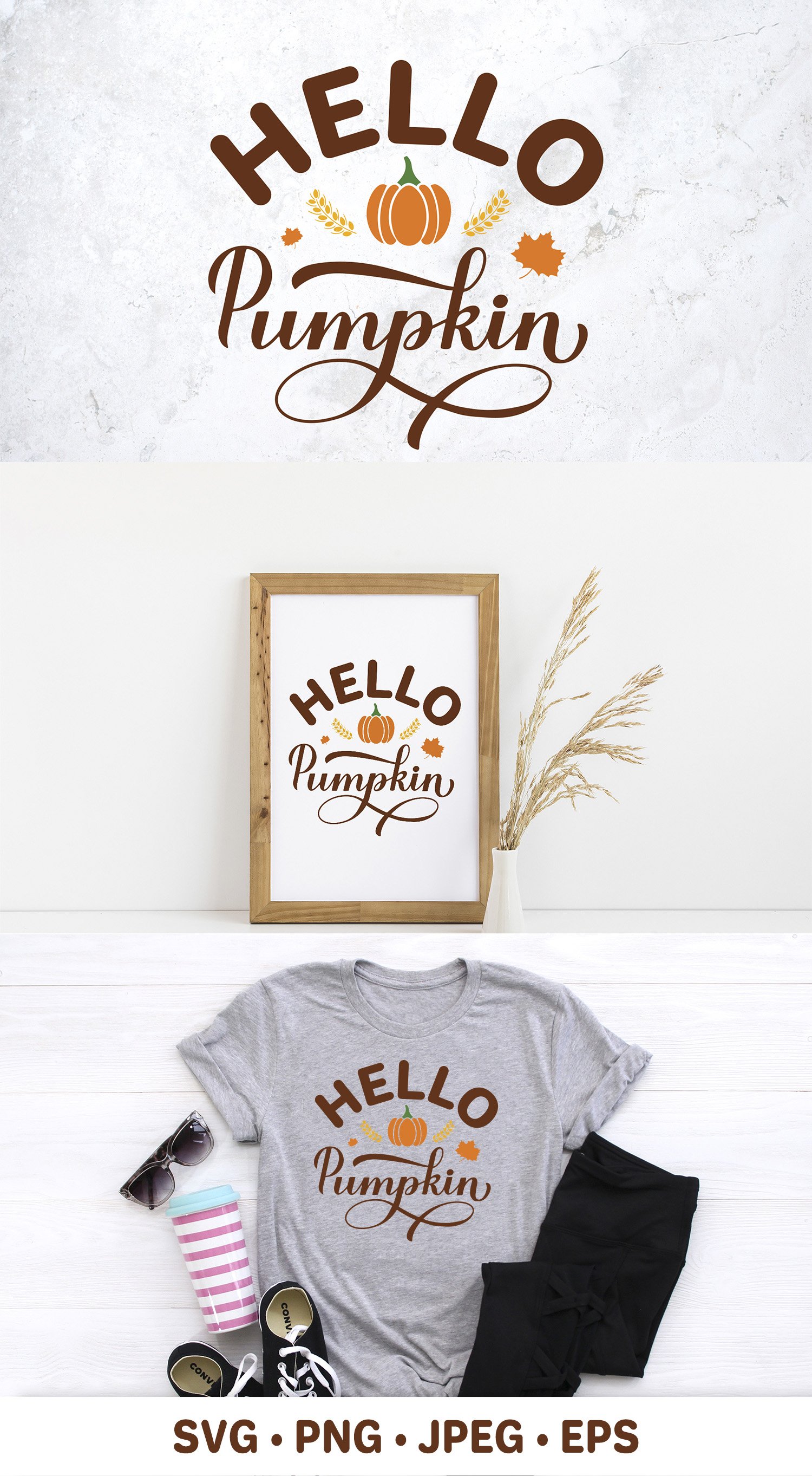 Hello pumpkin SVG. Autumn Quote calligraphy (1607819)