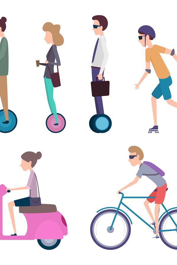 People city transport. Crowded urban transportation electric