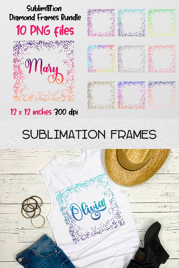 Frame design Bundle, Sublimation square Frames PNG