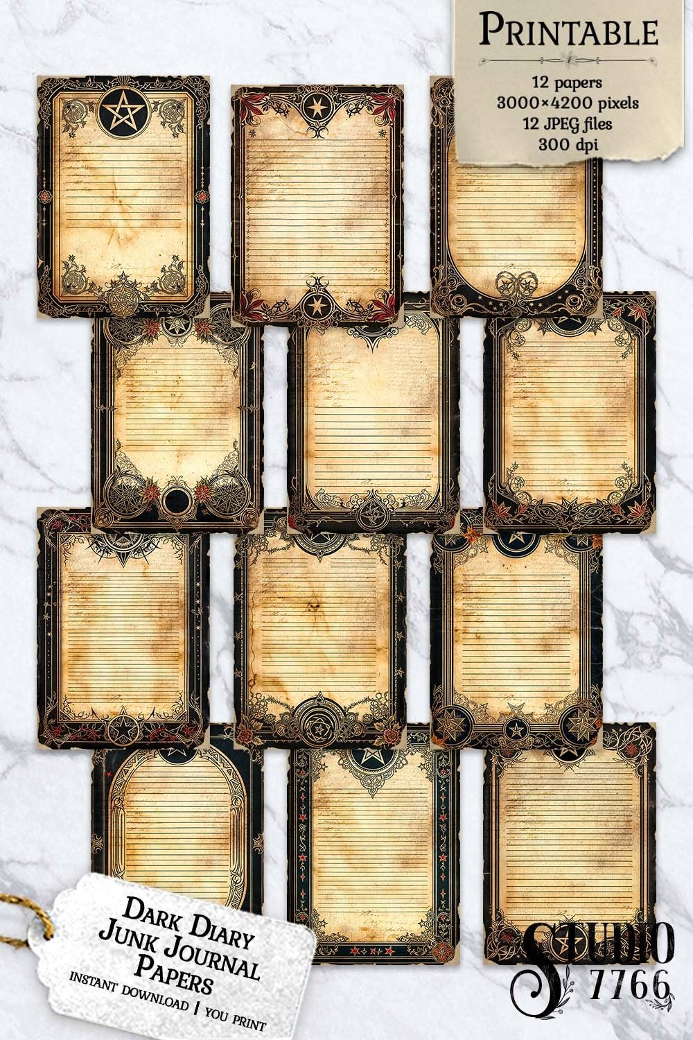 Dark Diary Junk Journal Papers (4747025)