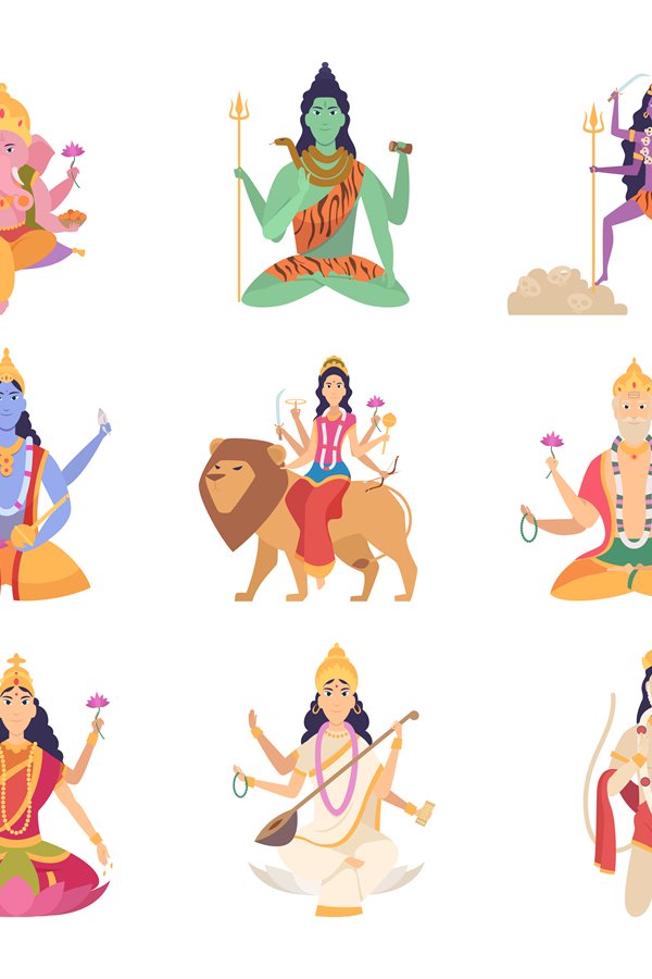 Indian characters gods. Fantasy mascots of indian culture vi