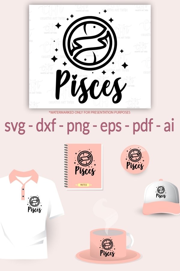 Pisces SVG - Zodiac sign SVG - Horoscope SVG, PNG, cut files