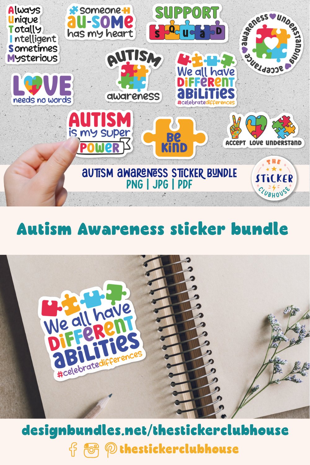 Autism Stickers, Autism Awareness sticker bundle