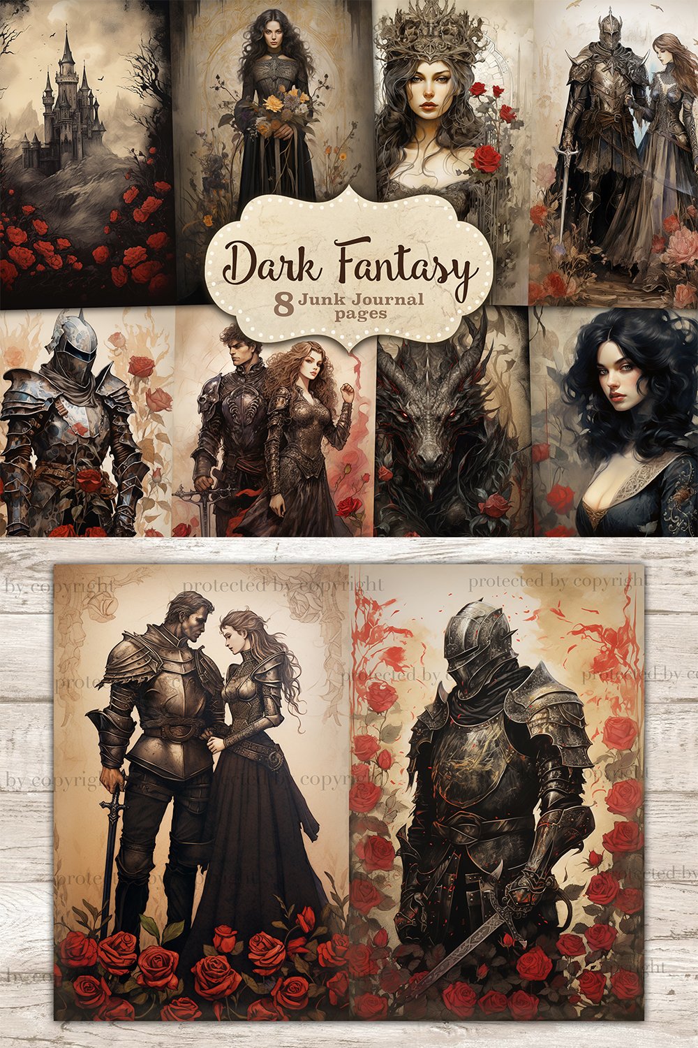 Dark Fantasy Junk Journal Pages | Diary Paper