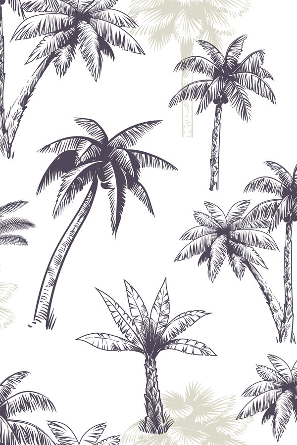Palm tree seamless pattern. Beautiful island landscape exoti