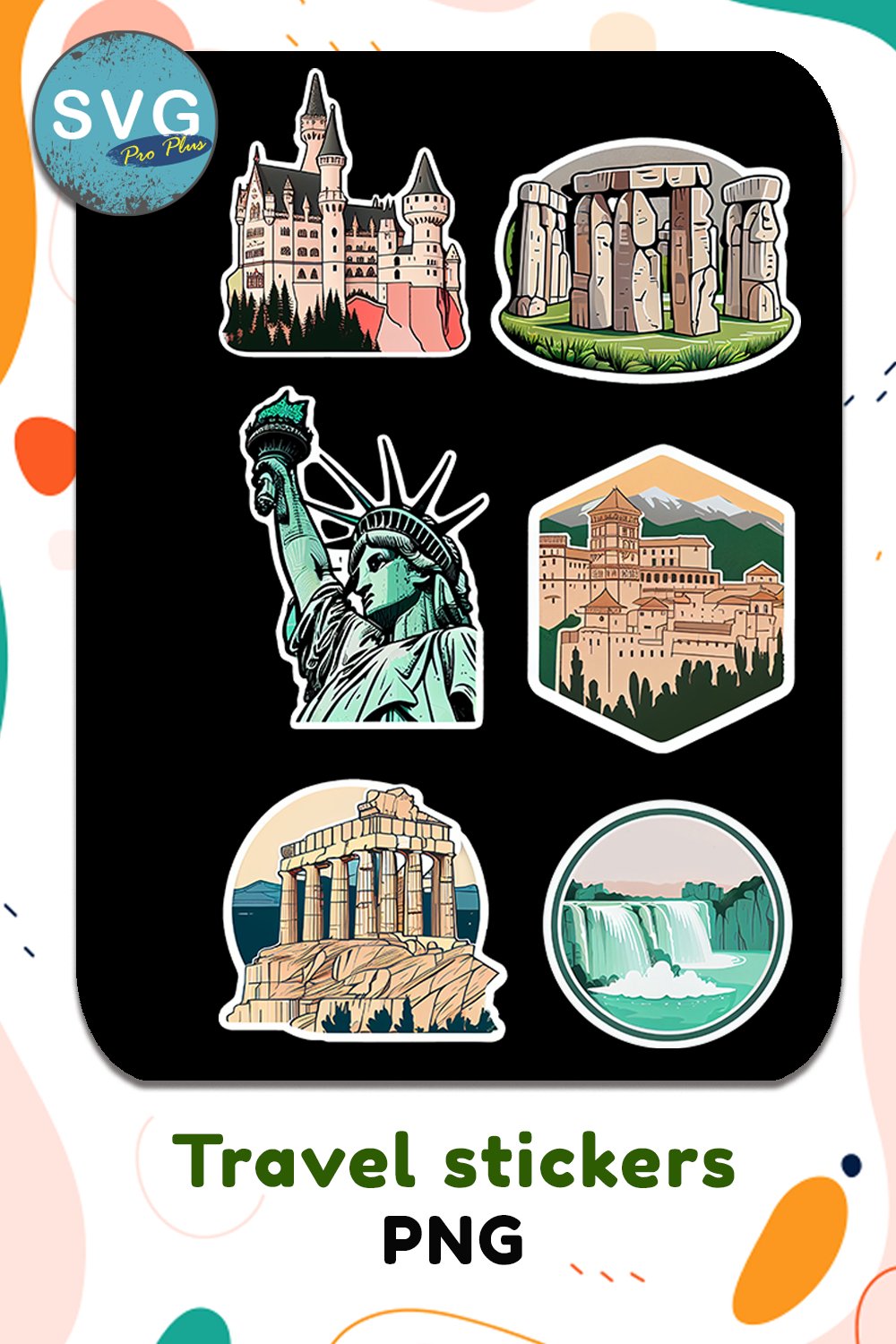 World heritage, The most beautiful landmarks stickers PNG