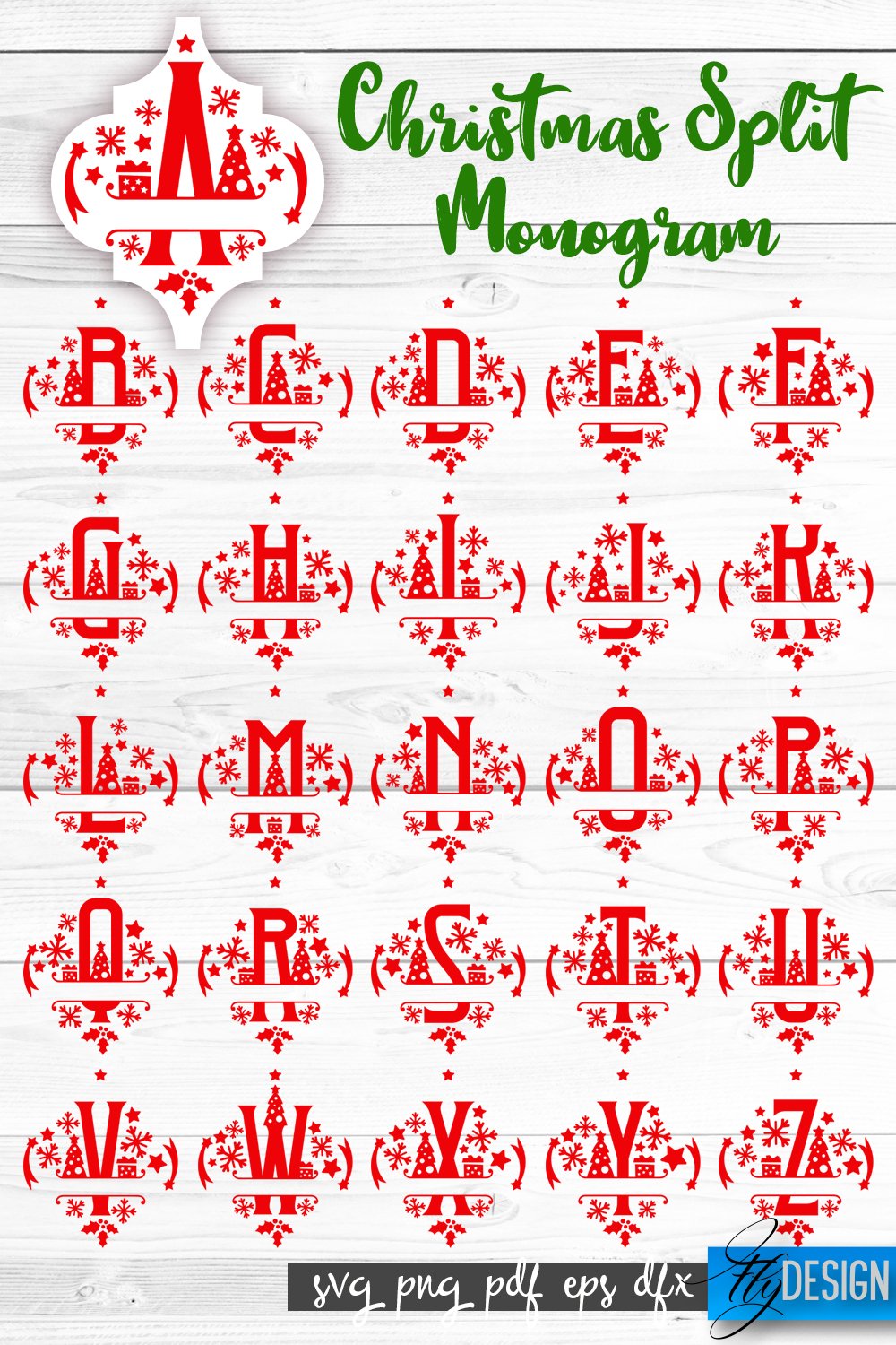 Christmas Split Monogram SVG | Monogram Letters (2241495)
