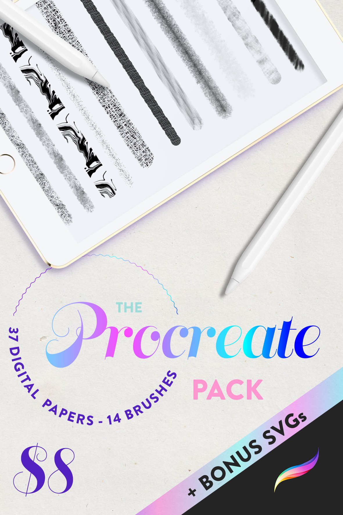 Procreate Add Ons Bundle Pack Texture Digital (1125460)