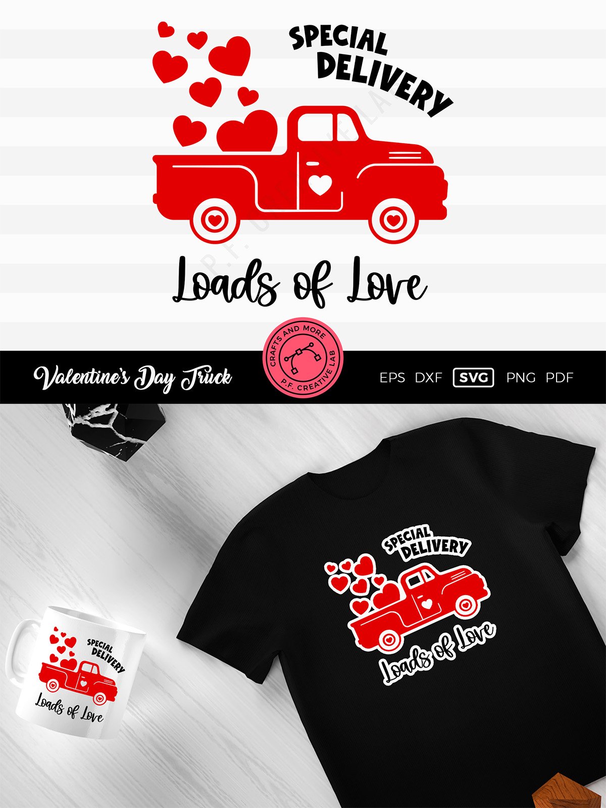 Loads of Love Valentines Truck (1729079) | SVGs | Design Bundles