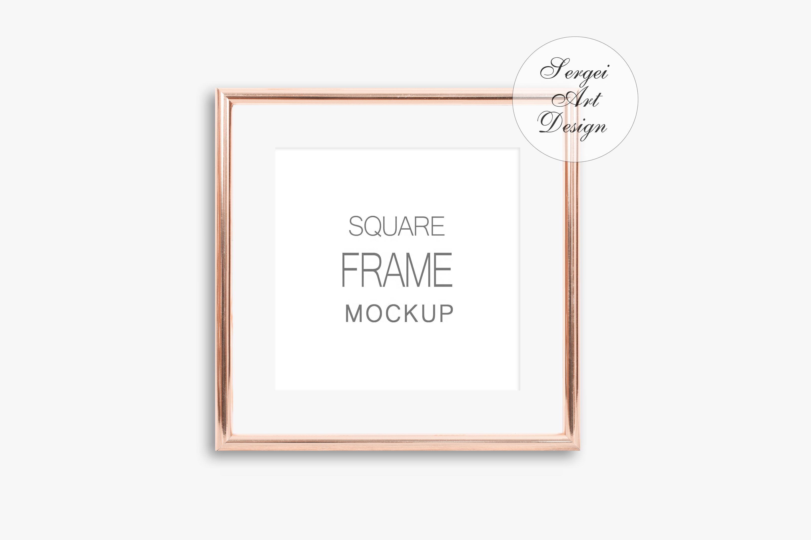 Square Rose Gold Frame Mockup, PSD PNG JPG