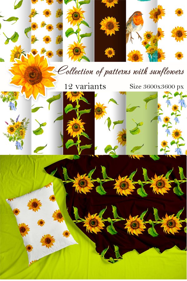 Sunflower Digital Scrapbook Paper, seamless (840801)