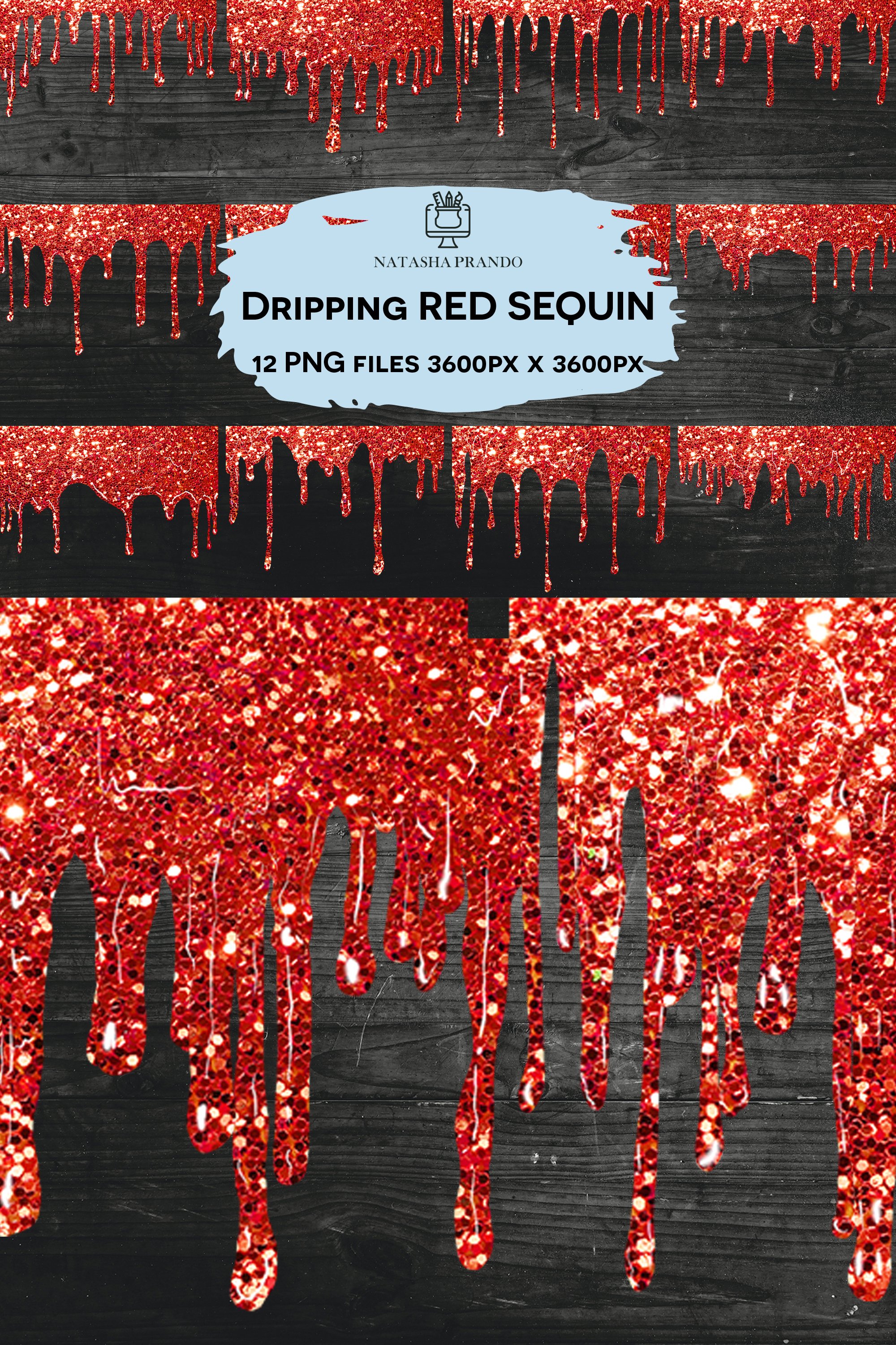 Dripping Red Glitter Clipart Bundle