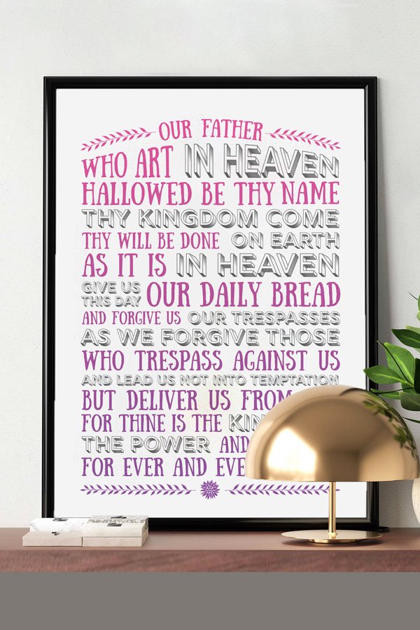 The Lord's Prayer - pink & purple