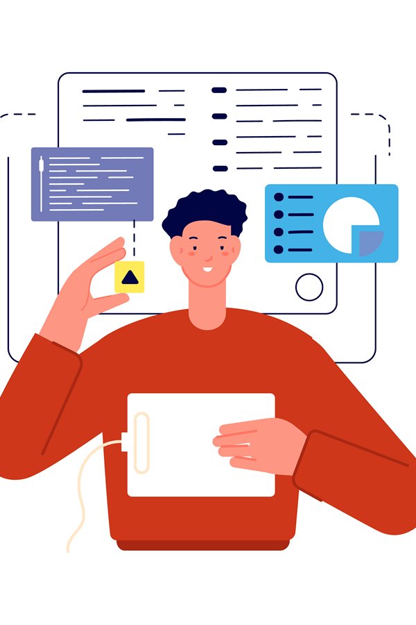 Man working with charts. Analytics or developer, professiona