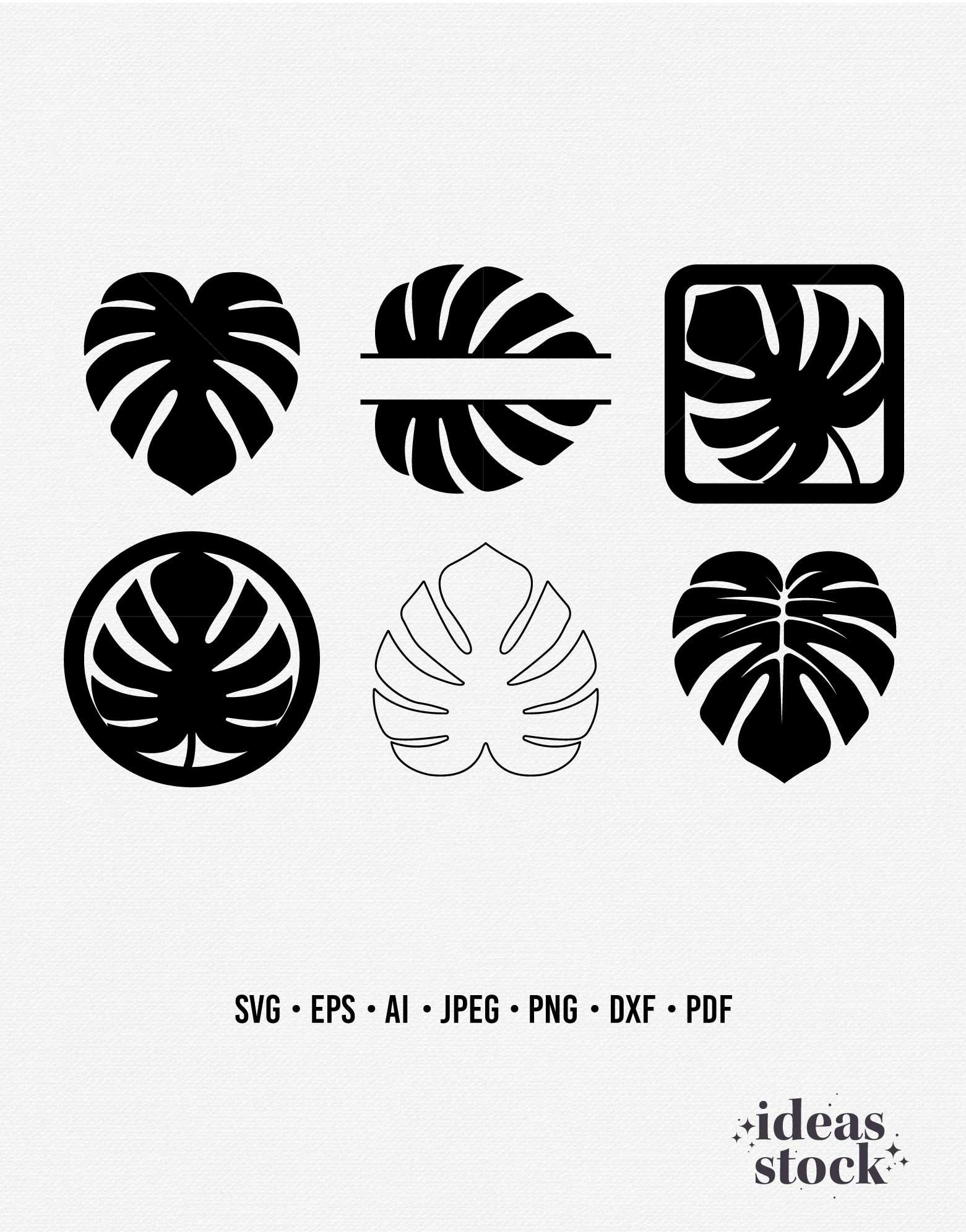 Monstera Svg. Monstera leaf Vector. Monstera Silhouette.