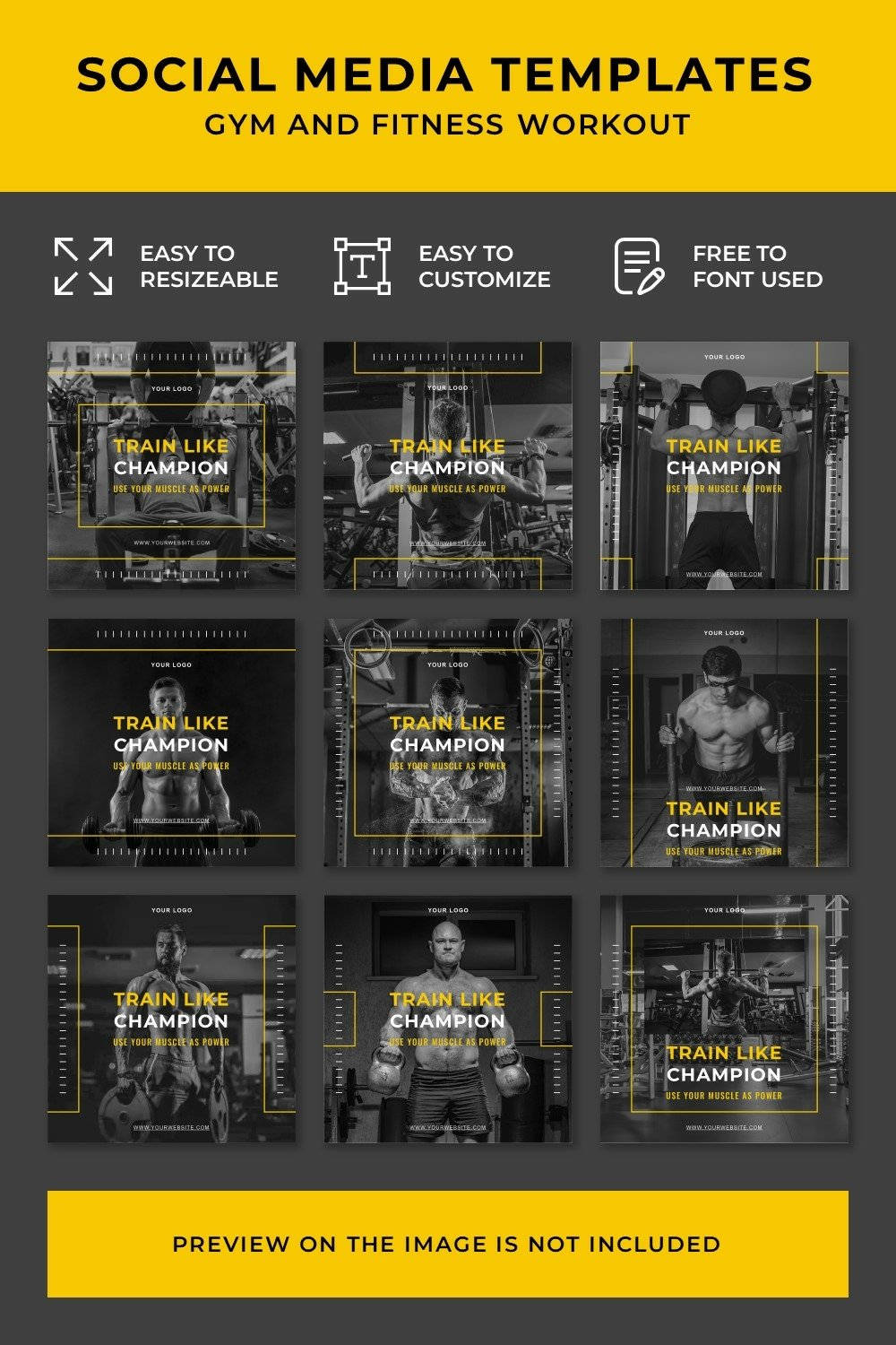 Gym And Fitness Workout Social Media Post Templates