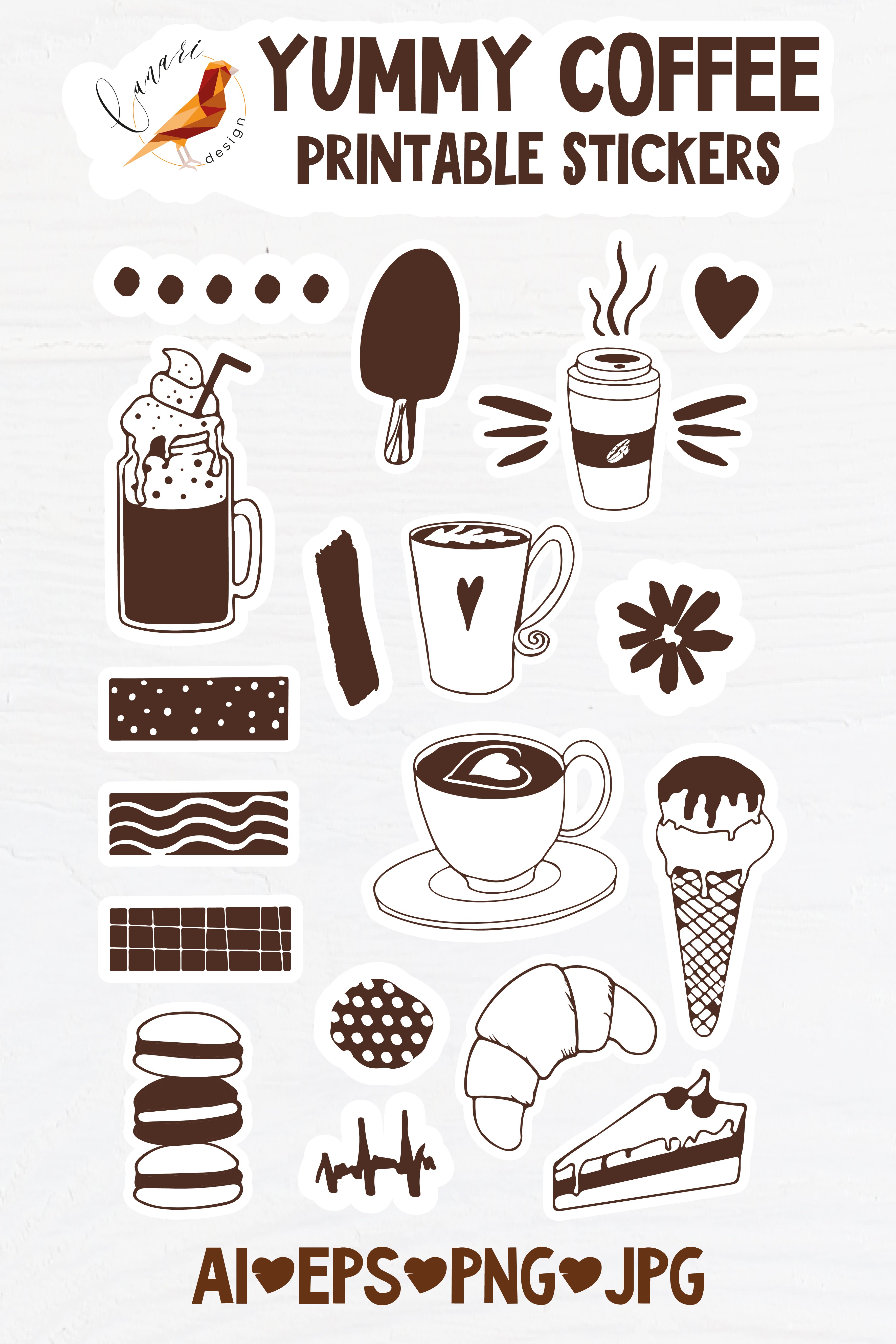 YUMMY COFFEE Printable Stickers