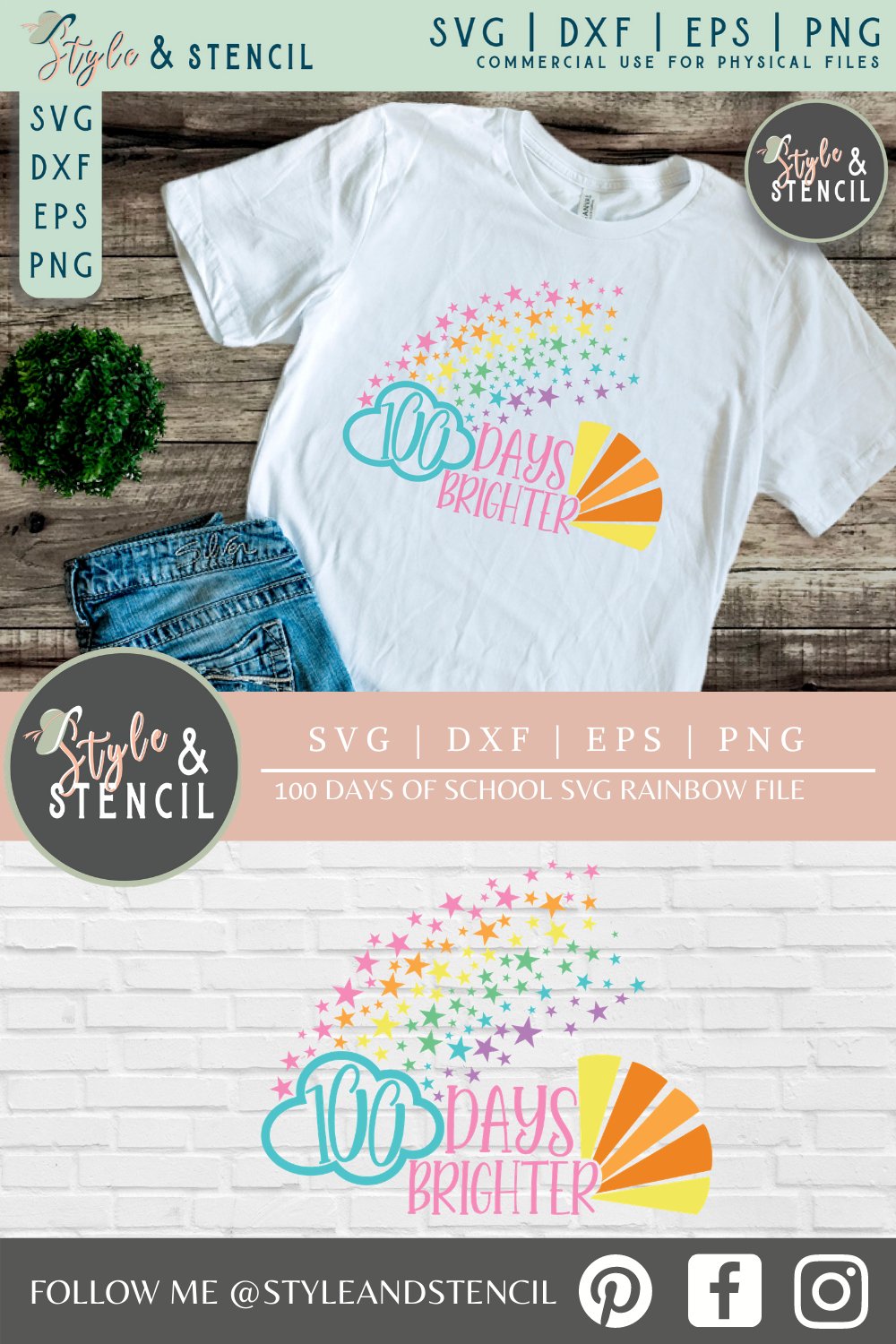 100 Days of School SVG Rainbow - PNG, DXF, EPS, SVG