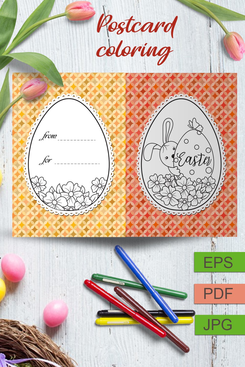 Easter card coloring Happy Easter