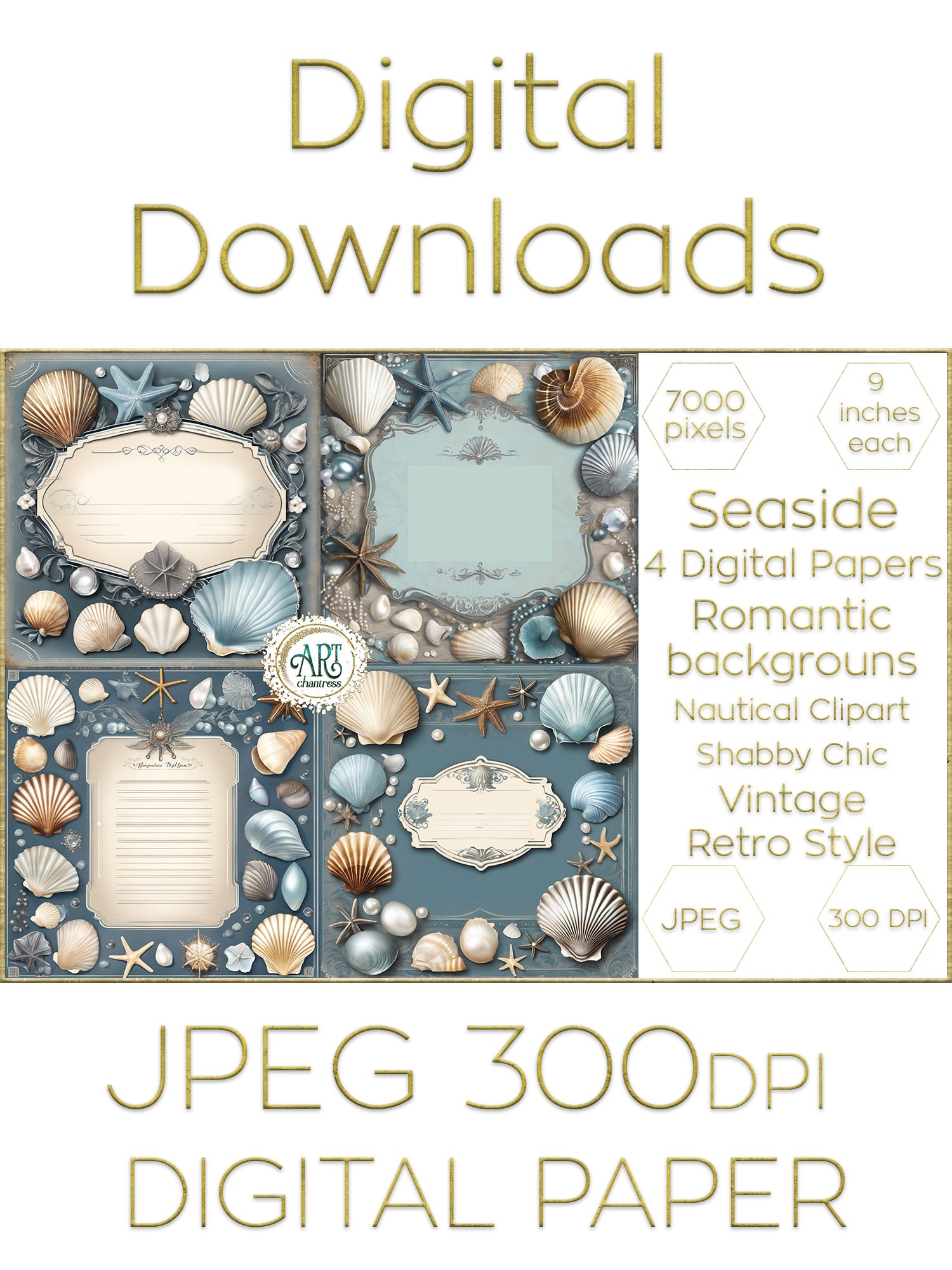 Seaside Watercolor Nautical Romantic Digital (3972054)