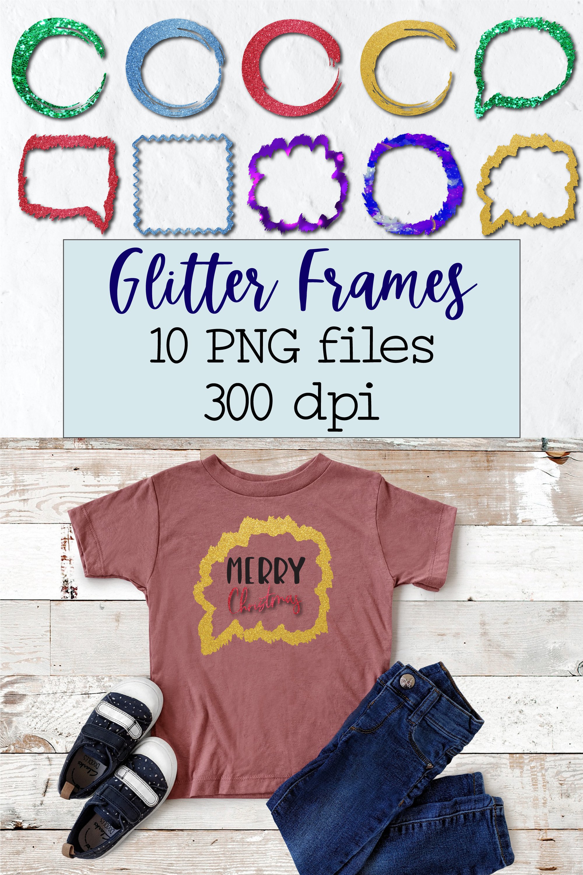 Glitter colorful frames PNG