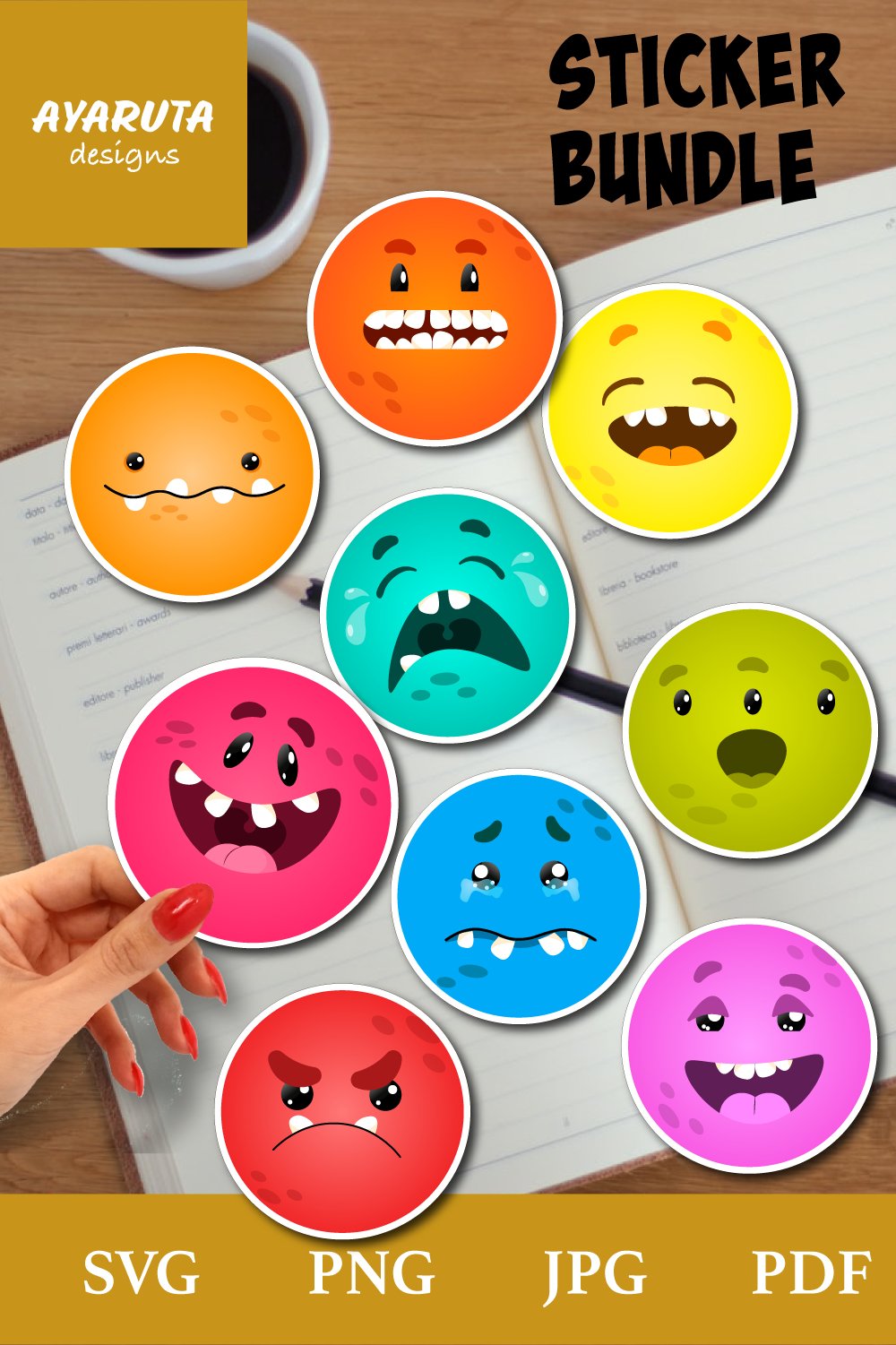 Emoji Planner Stickers Printable, Bullet journal Sticker kit