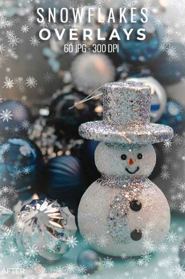 60 Snowflakes Border Overlays PNG