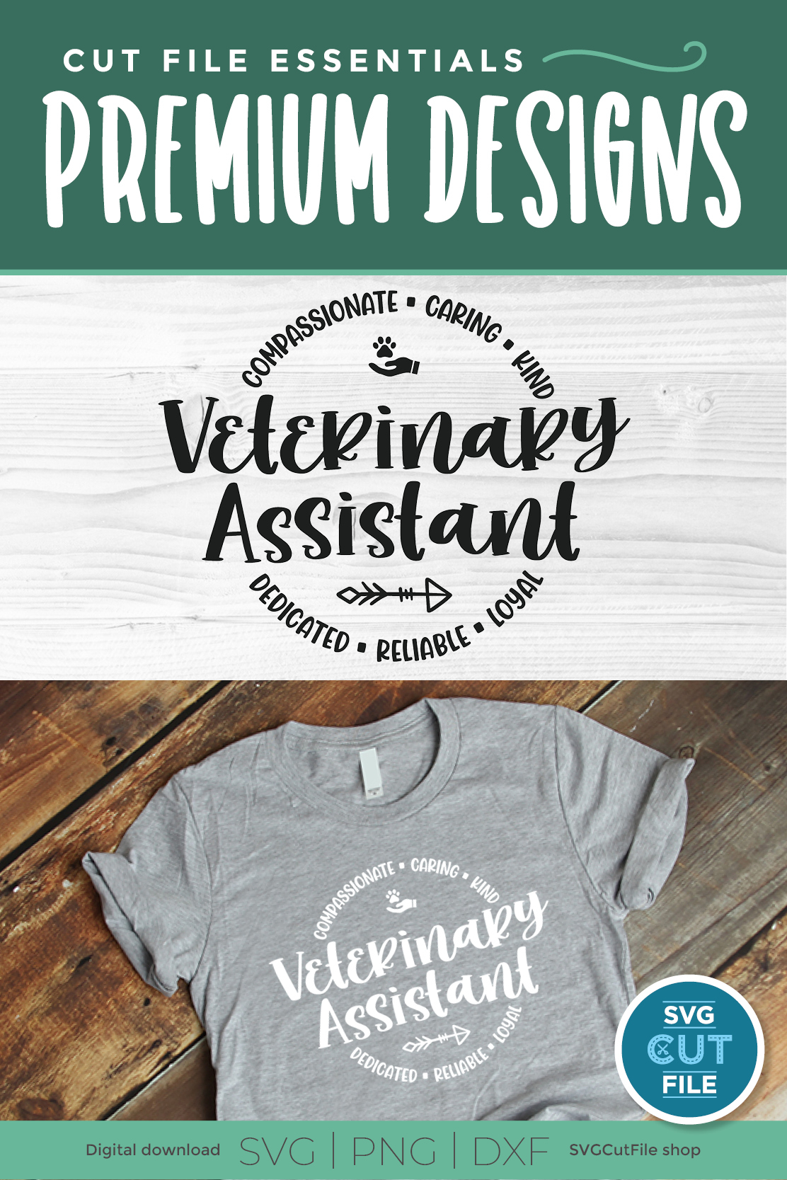 Veterinary assistant svg with paw print for Cricut machines