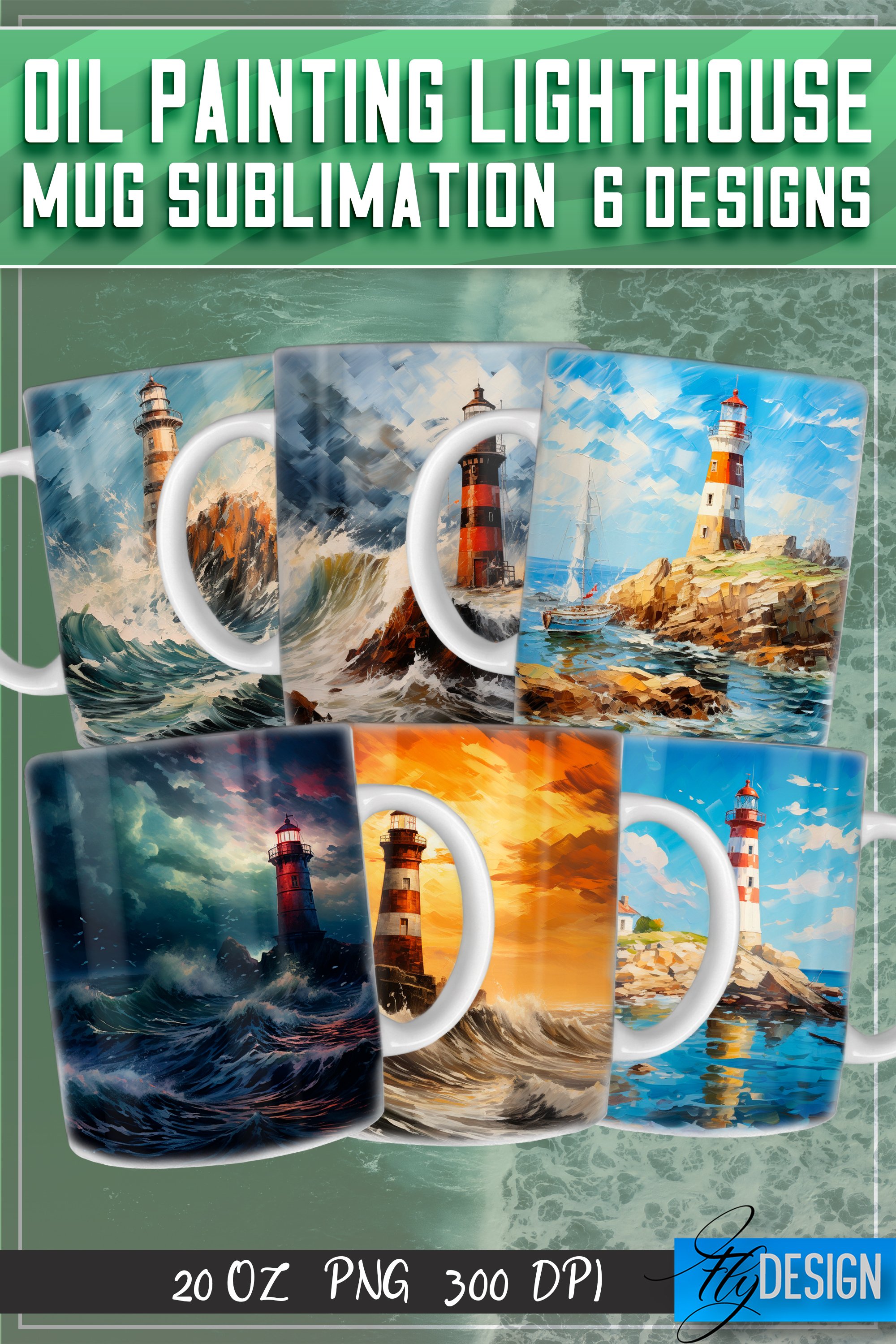 Oil Painting Lighthouse Mug Sublimation|20 Oz Mug (2861648)