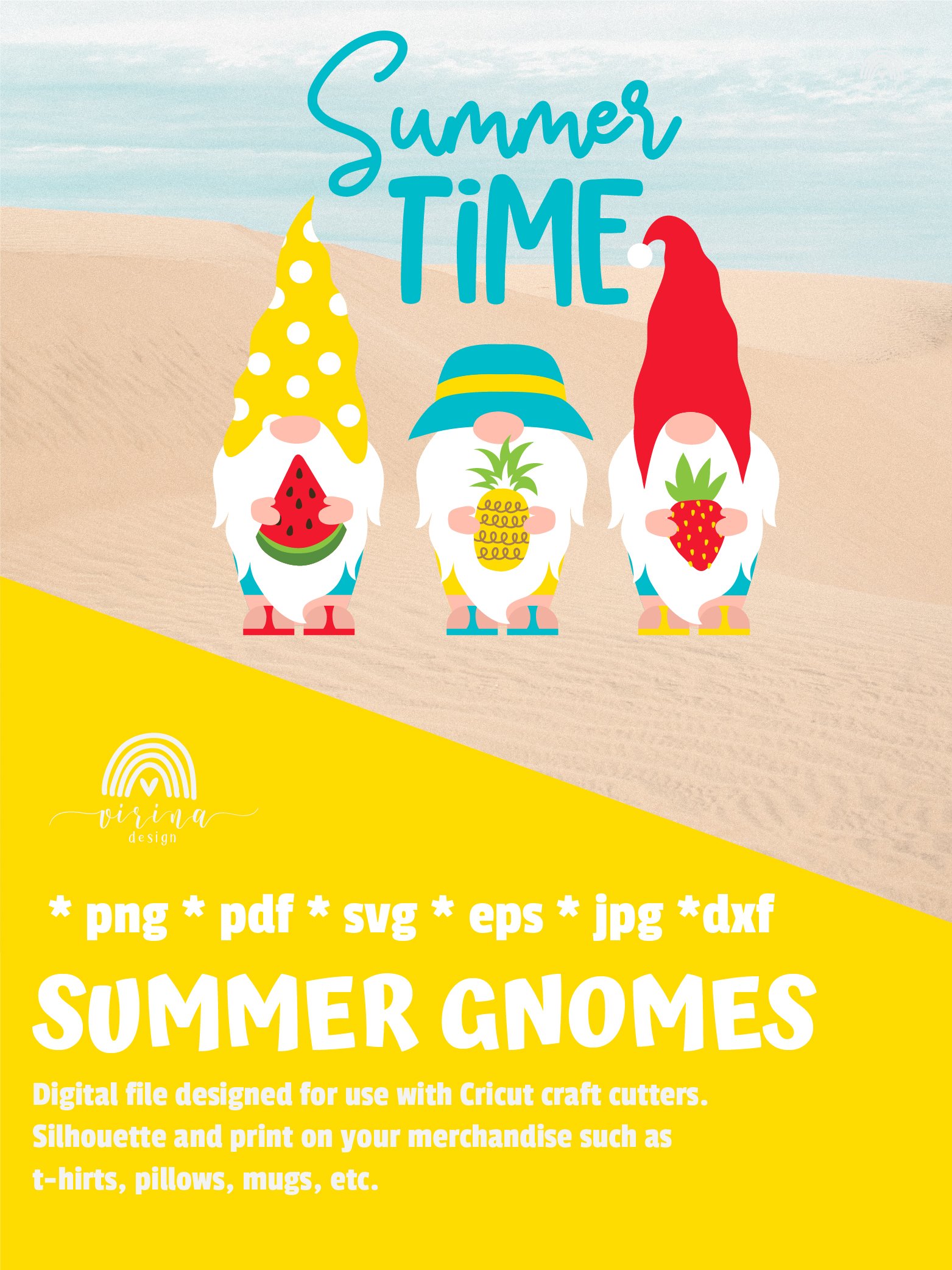 Summer Gnomes SVG Bundle for Cutting Machines