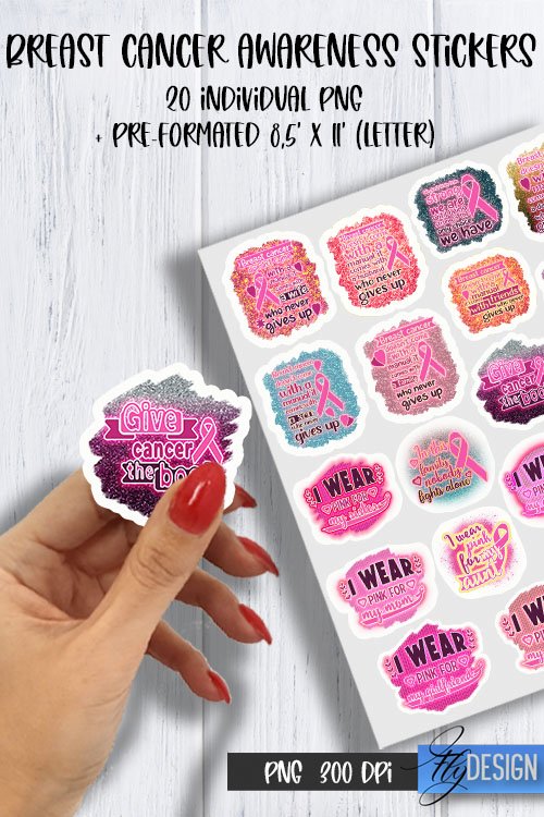 Breast Cancer Stickers Sheet. Breast Cancer (1603995)