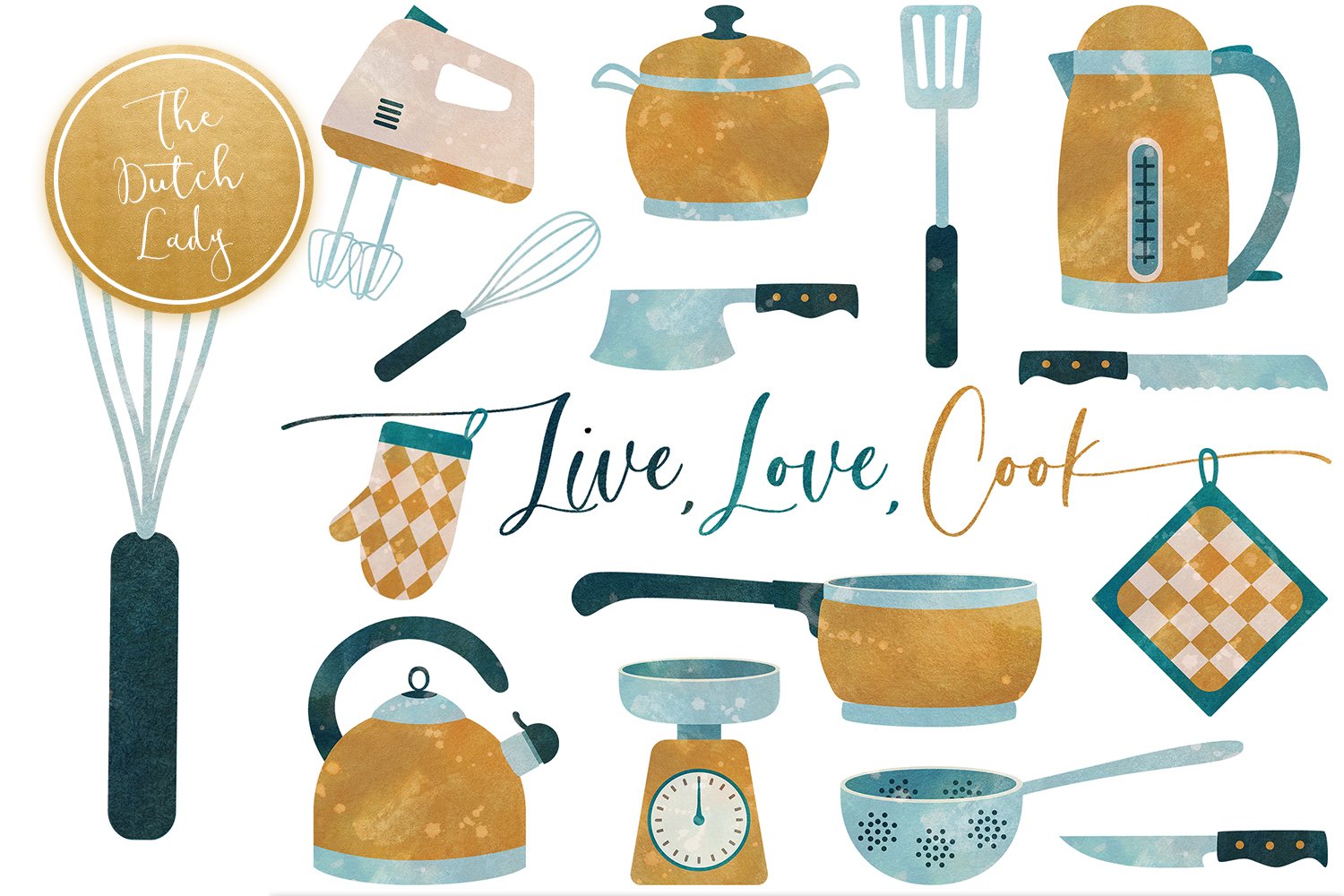 Kitchen Utensils & Cooking Clipart Set