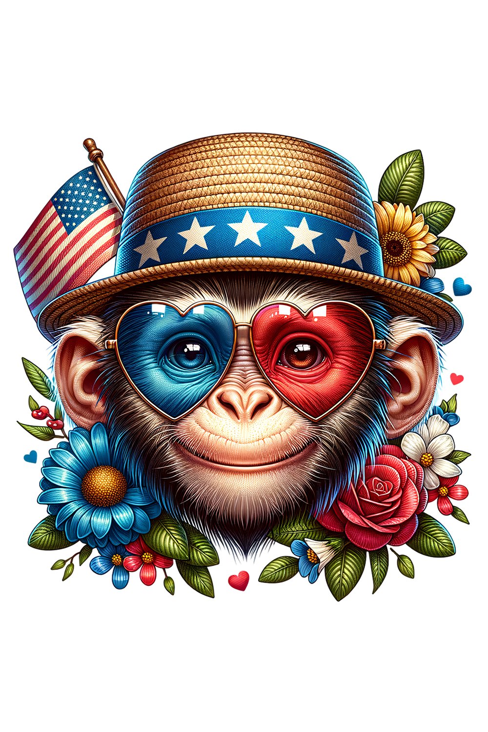 Monkey Clipart, USA Flag, Patriotic Clipart, 4th of July