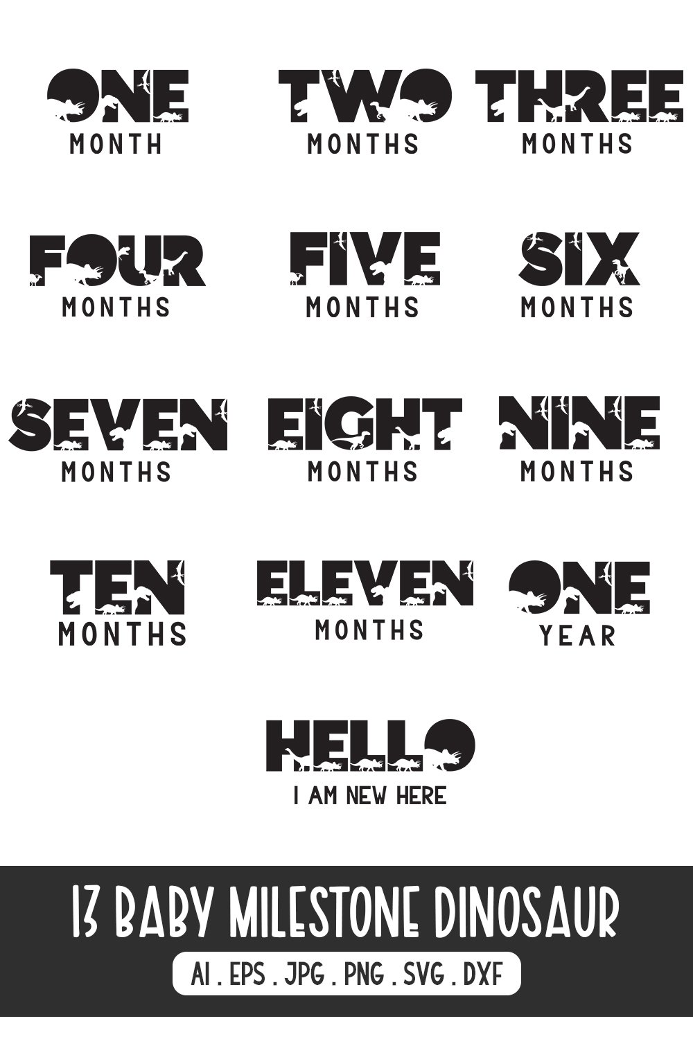 13 Set Baby Milestone Dinosaur Cards