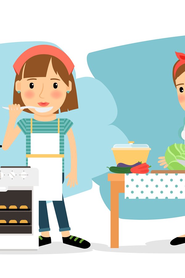 Mother cooking in kitchen